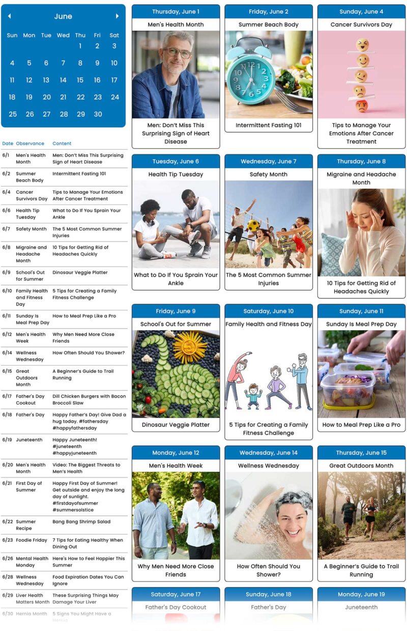 Health Observance Content for Social Media – Baldwin Publishing