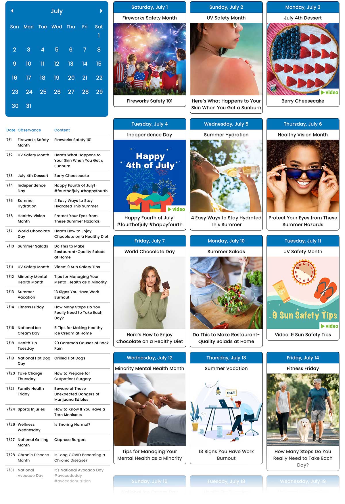 Health Observance Content for Social Media – Baldwin Publishing