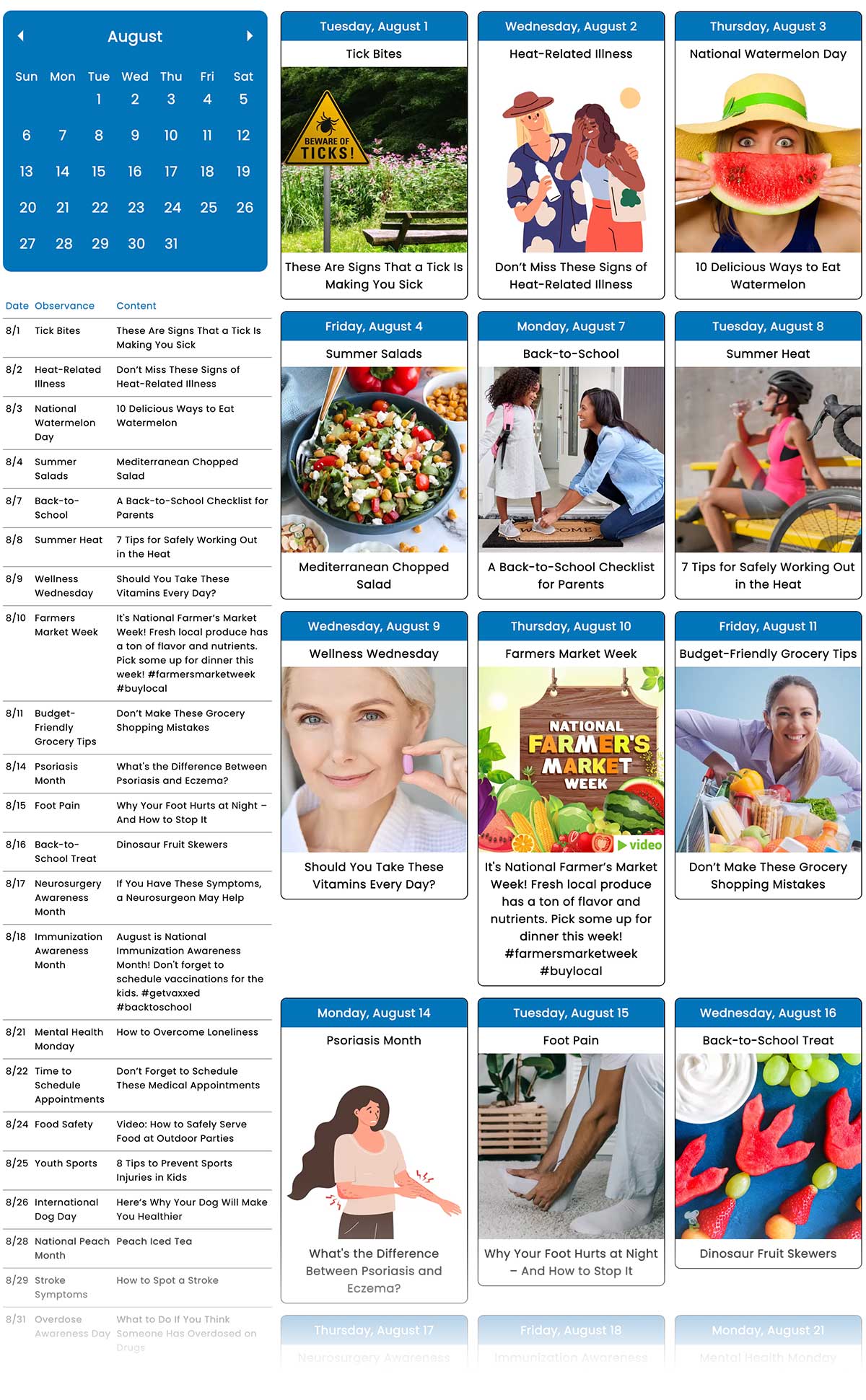 Health Observance Content for Social Media – Baldwin Publishing