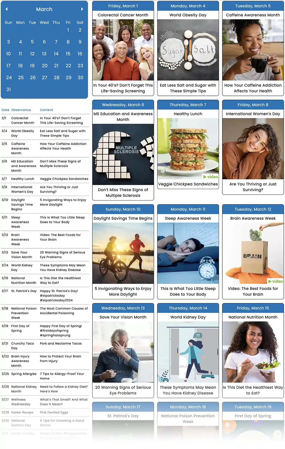Health Observance Content for Social Media | Baldwin Publishing